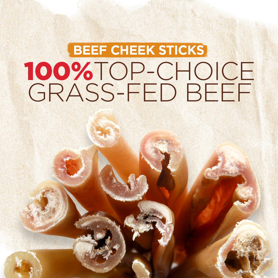 Beef Cheek Sticks - 10-12 Inch - Natural Farm