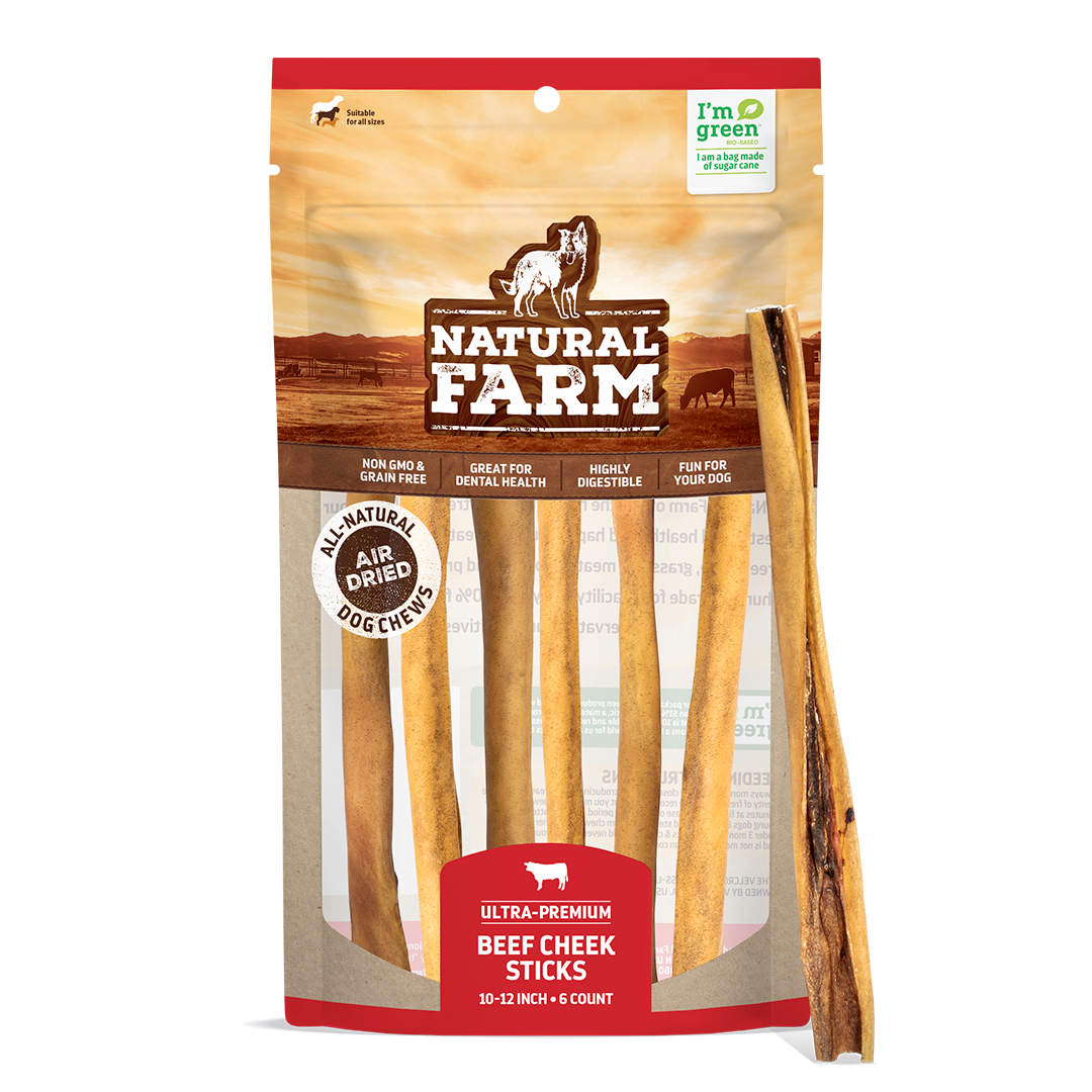 Beef Cheek Sticks - 10-12 Inch - Natural Farm
