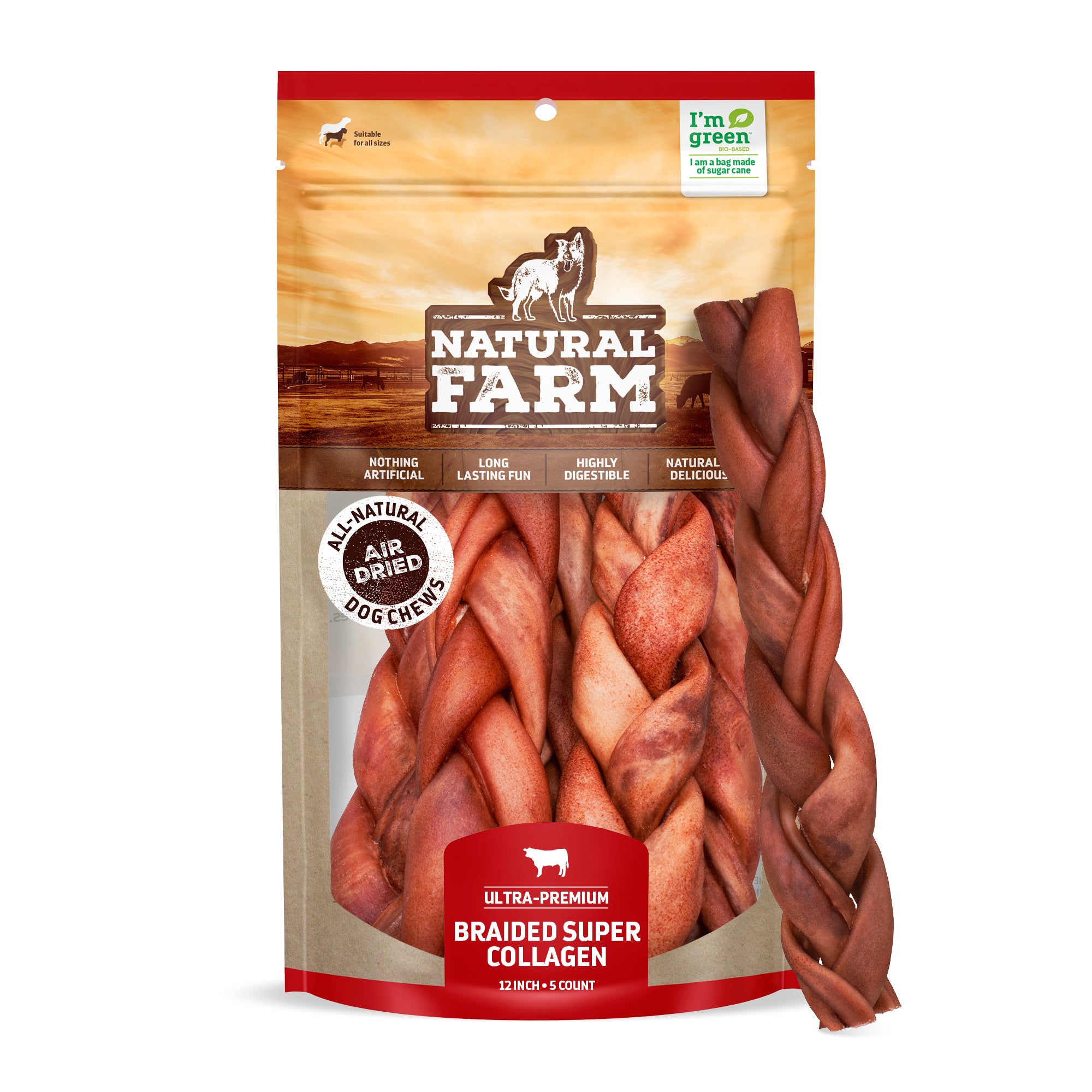 Braided Super Collagen Sticks - 12 Inch