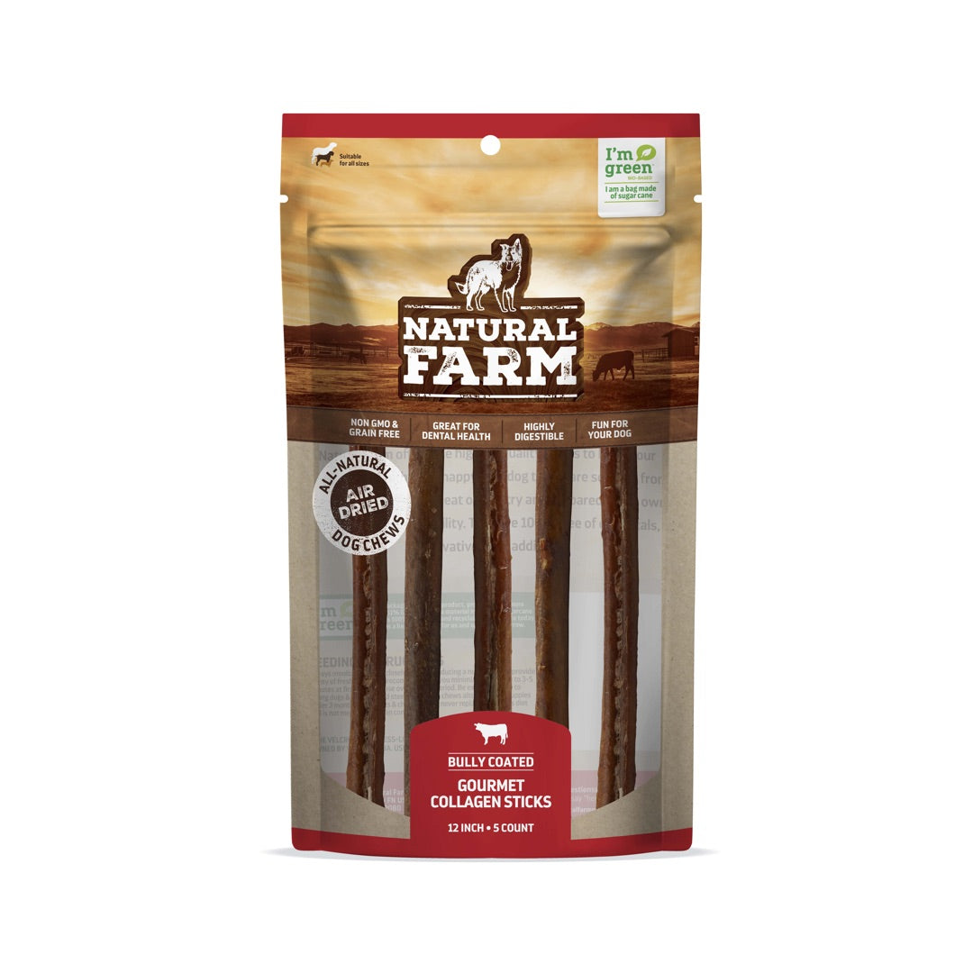 12 Inch Gourmet Collagen Sticks for Dogs - Natural Farm